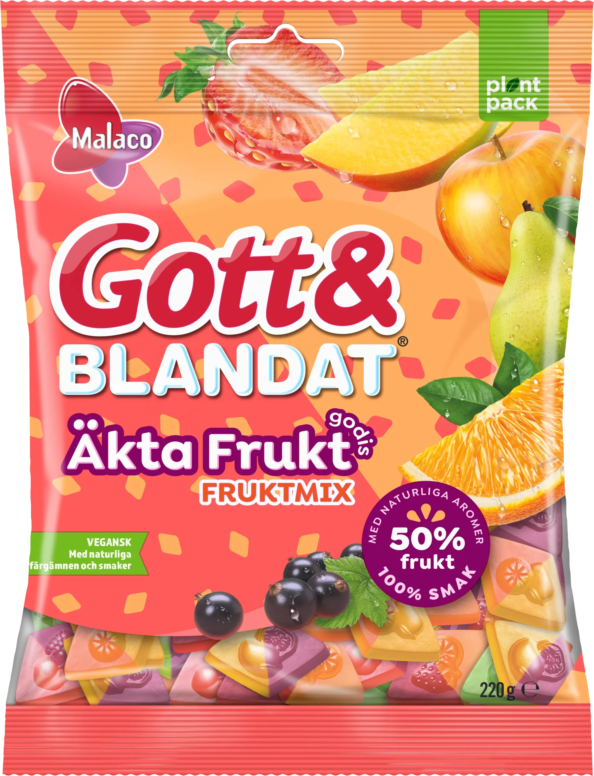 Malaco Gott & Blandat Äkta Fruktgodis Fruktmix 220g